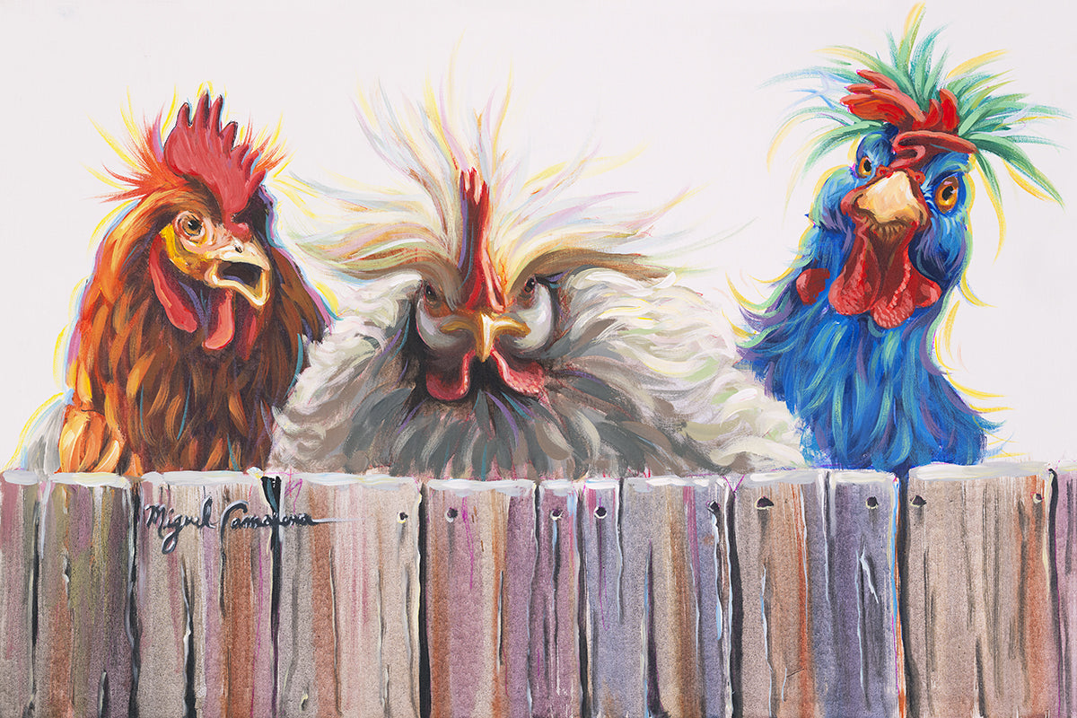 The Three Crazy Chickens Wall Art By Arizona Artist Miguel Camarena