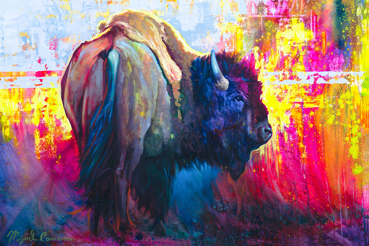 Colorful Abstract Buffalo Art for Sale