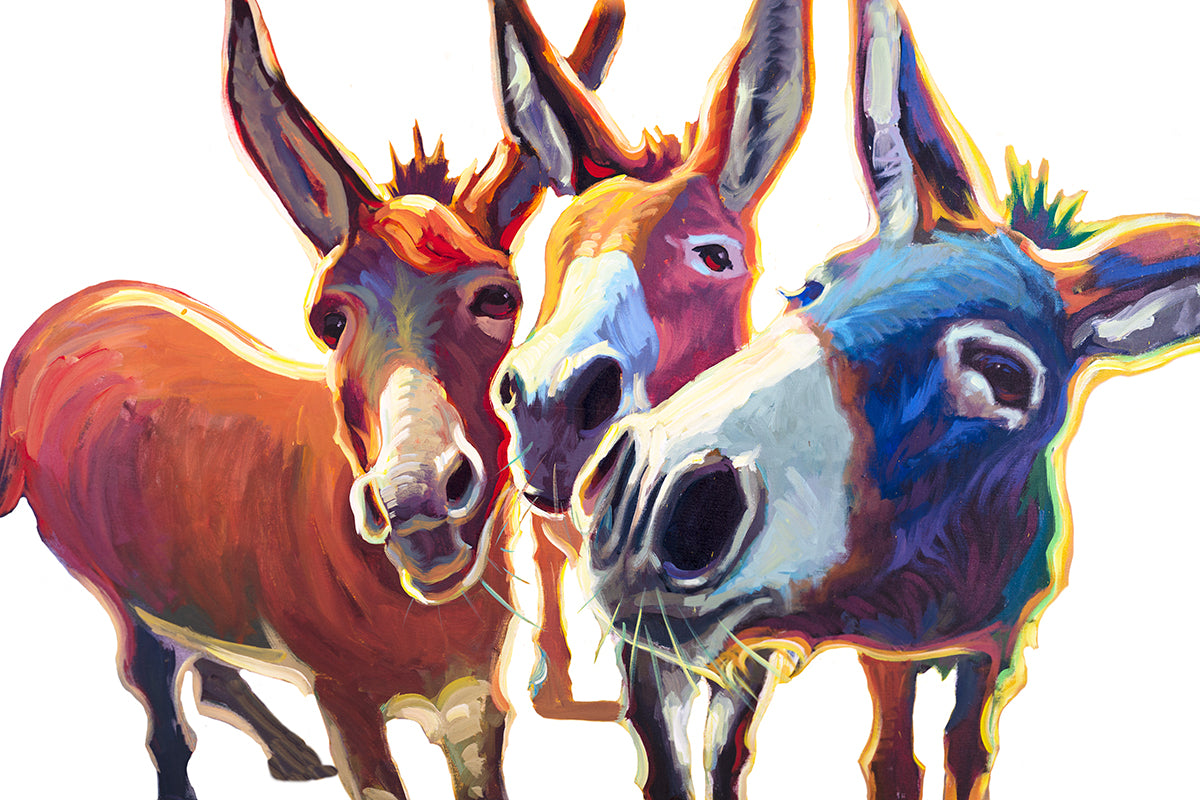 WBG Three Donkeys’ Print On Canvas For Home Decor